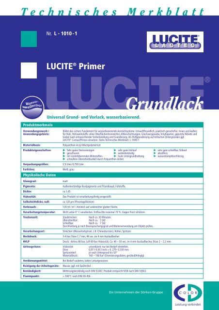 LUCITEÂ® Lactec Primer - Technisches Merkblatt - CD-Color GmbH ...