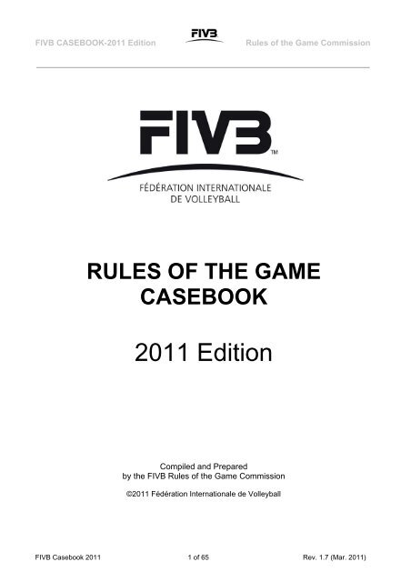 RULES OF THE GAME CASEBOOK - FIVB