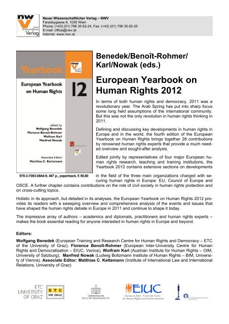 (eds.) European Yearbook on Human Rights 2012 - ETC Graz