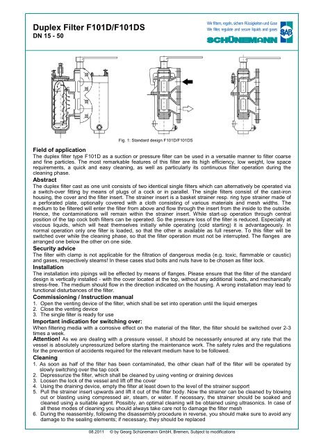 Duplex Filter F101D/F101DS - sab-bremen.de