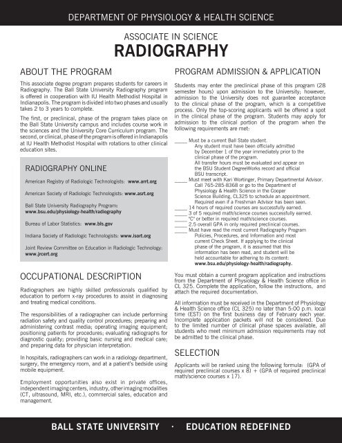 Radiography Check Sheet - Ball State University