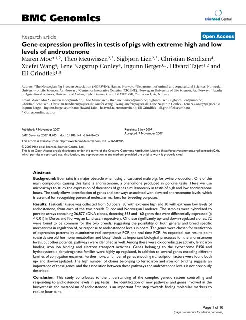 Gene expression profiles in testis of pigs with extreme high and low ...