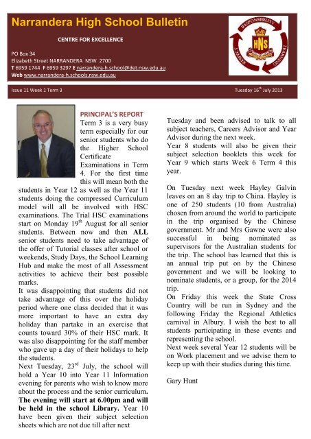 Narrandera High School Bulletin