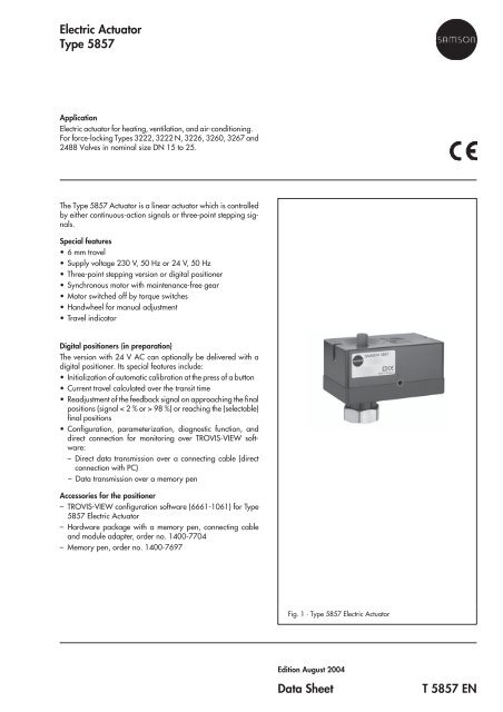 Electric Actuator Type 5857 Data Sheet T 5857 EN