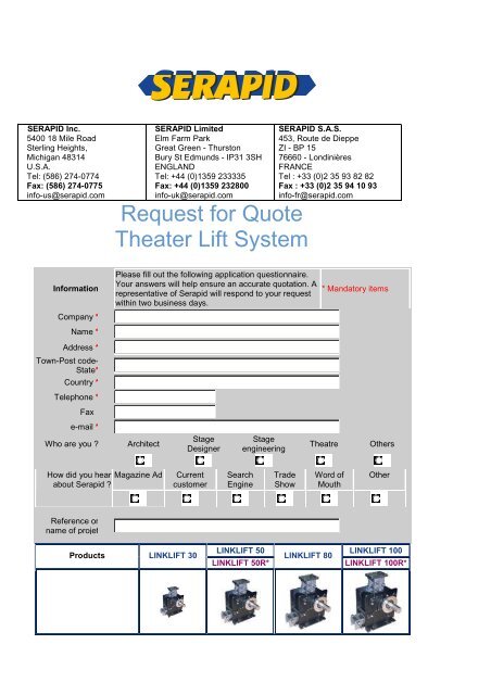 lift system - Serapid