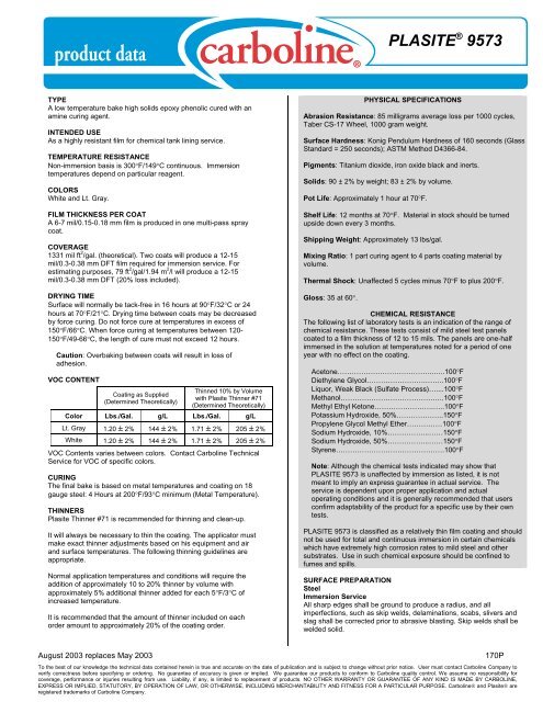 PLASITE® 9573 - Carboline