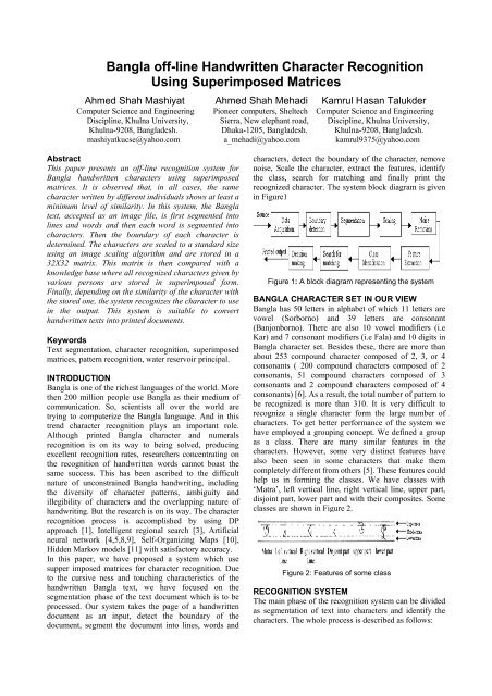 Bangla Off Line Handwritten Character Recognition Using