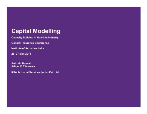 Capital Modelling - Actuarial Society of India