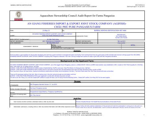 agifish-chau phu farm - audit report - Aquaculture Stewardship Council