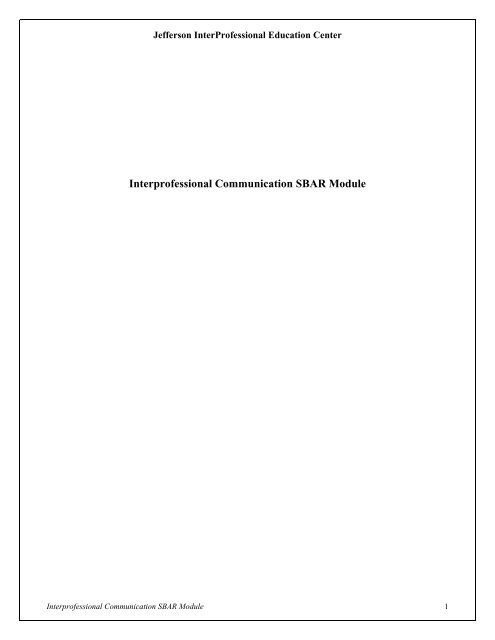 Interprofessional Communication SBAR Module - jeffline