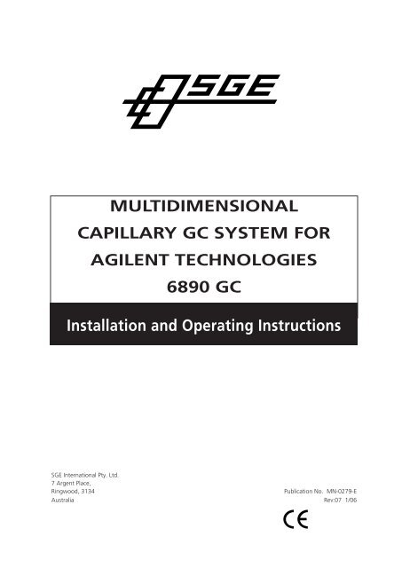 multidimensional capillary gc system for agilent - SGE Analytical ...