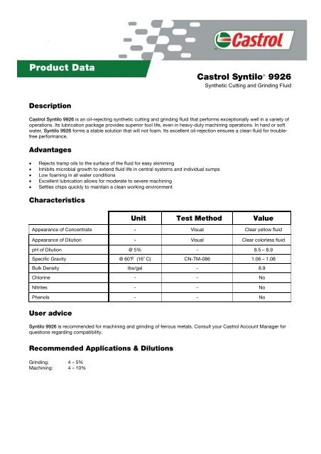 Product Data Castrol Syntilo