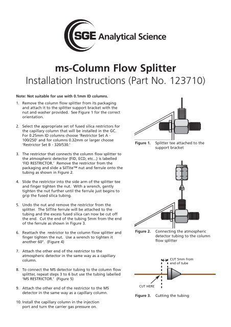 ms-Column Flow Splitter - SGE Analytical Science