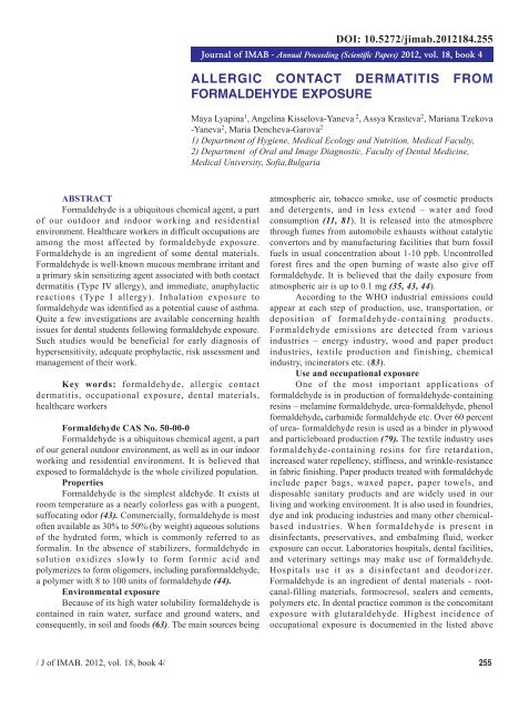 allergic contact dermatitis from formaldehyde ... - Journal of IMAB