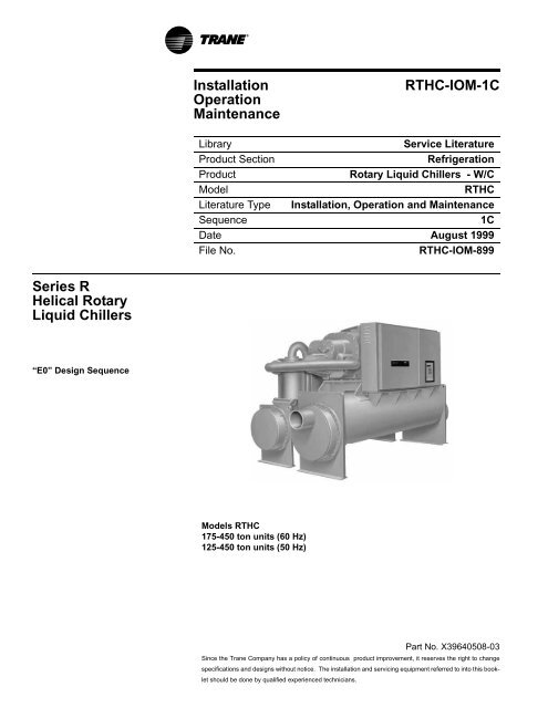 Series R Helical Rotary Liquid Chillers. - Surplus Used Equipment