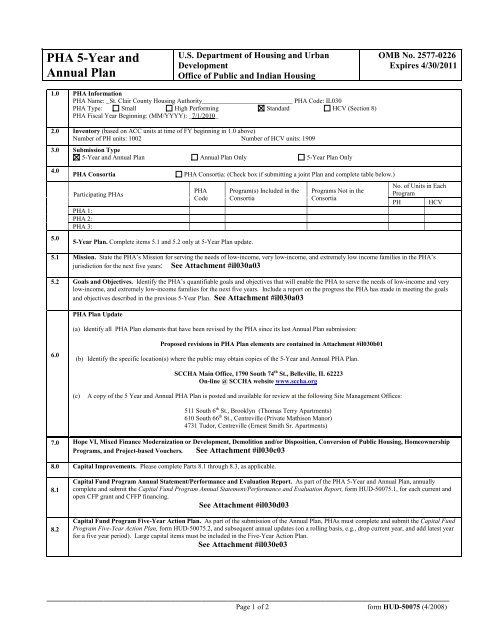 sccha agency plan 2010 - St. Clair County Housing Authority