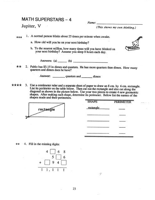 MATH SUPERSTARS - 4 Jupiter, V - Terraset PTA