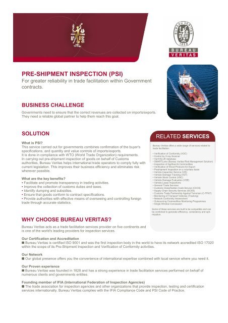 PRE-SHIPMENT INSPECTION (PSI) - Bureau Veritas