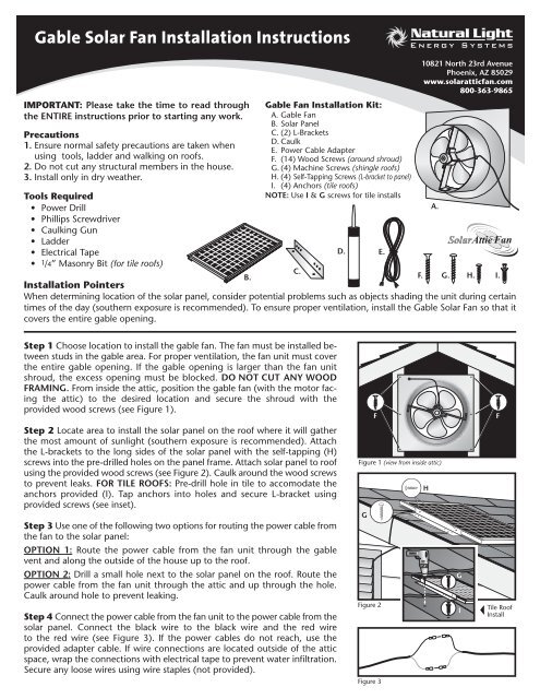 Gable Solar Fan Installation Instructions - Natural Light Solar Attic ...