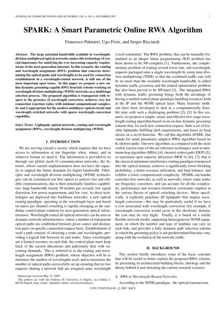 Spark A Smart Parametric Online Rwa Algorithm