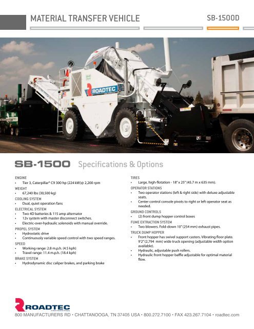 MATERIAL TRANSFER VEHICLE - Roadtec, Inc.