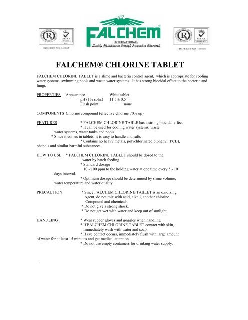 FALCHEMÂ® CHLORINE TABLET