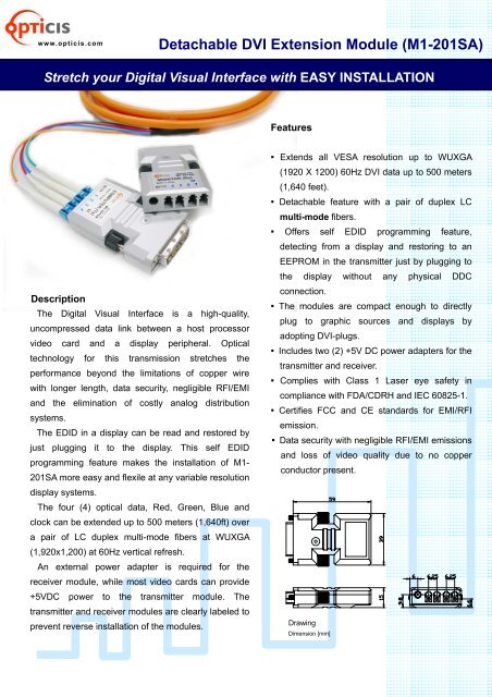 Detachable DVI Extension Module (M1-201SA) - opticis.com