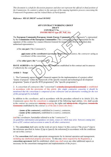 This document is a draft for discussion purposes and does not ...