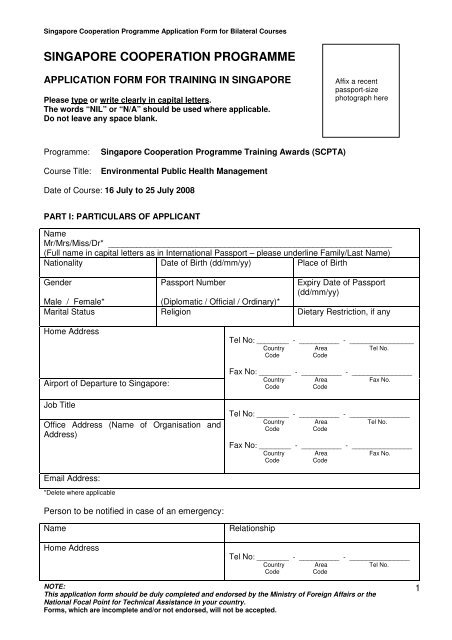 SINGAPORE COOPERATION PROGRAMME
