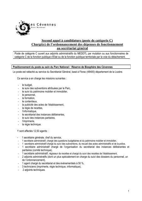 fiche de poste C ordonnancement SG 2eme appel - Fonction publique