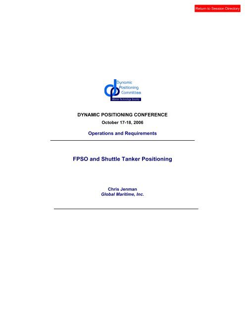 FPSO and Shuttle Tanker Positioning - Dynamic Positioning ...