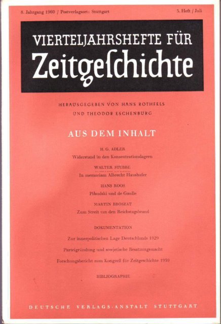 Vierteljahrshefte für Zeitgeschichte - Institut für Zeitgeschichte