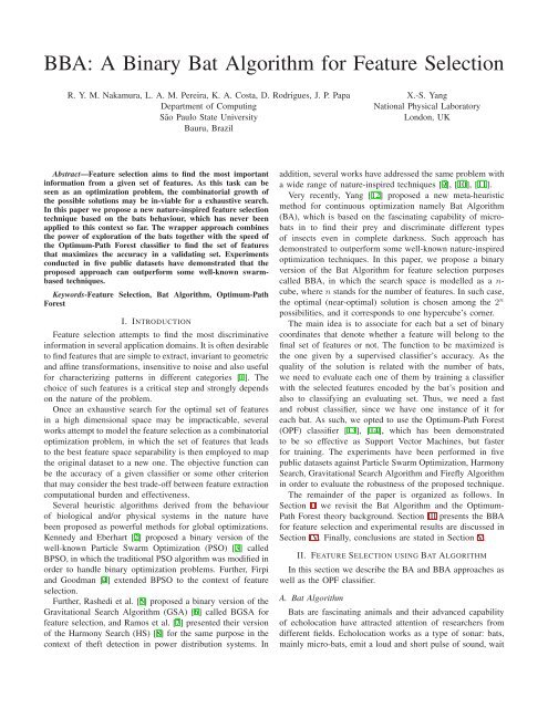 Bba A Binary Bat Algorithm For Feature Selection Decom