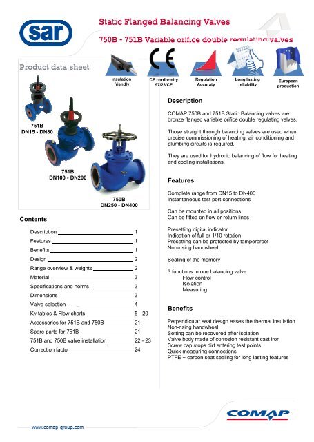Comap Balancing Valves Catalogue - Incledon