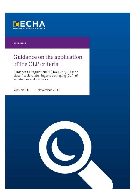 ECHA - Guidance of the application of CLP criteria [November 2012]