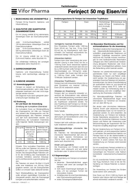 Ferinject 50 mg Eisen/ml