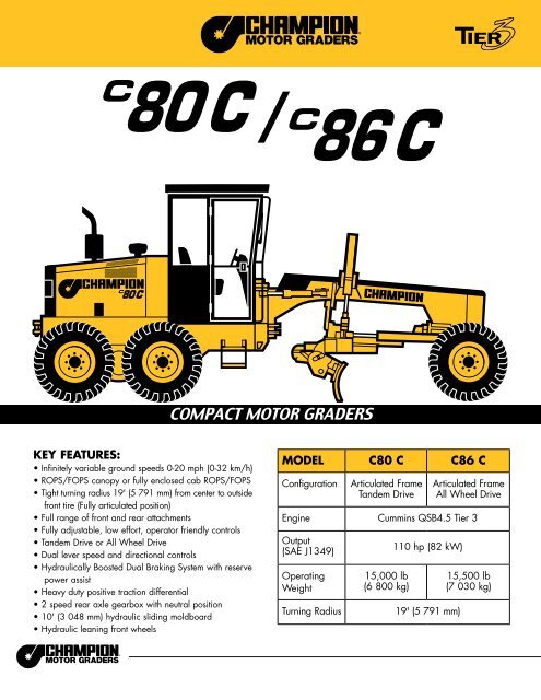 COMPACT MOTOR GRADERS - Champion Motor Graders