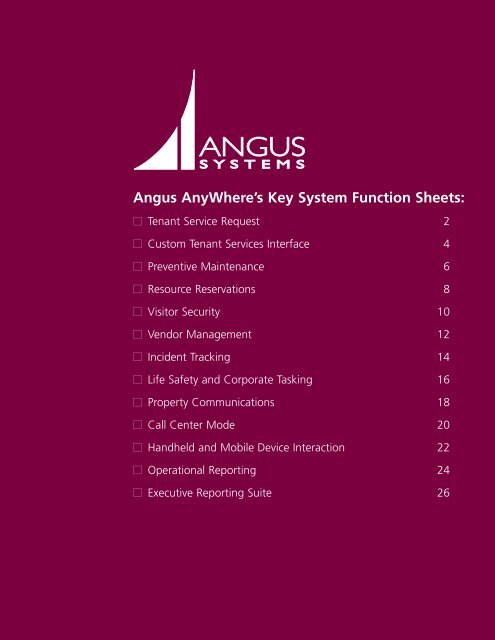 Angus AnyWhere's Key System Function Sheets