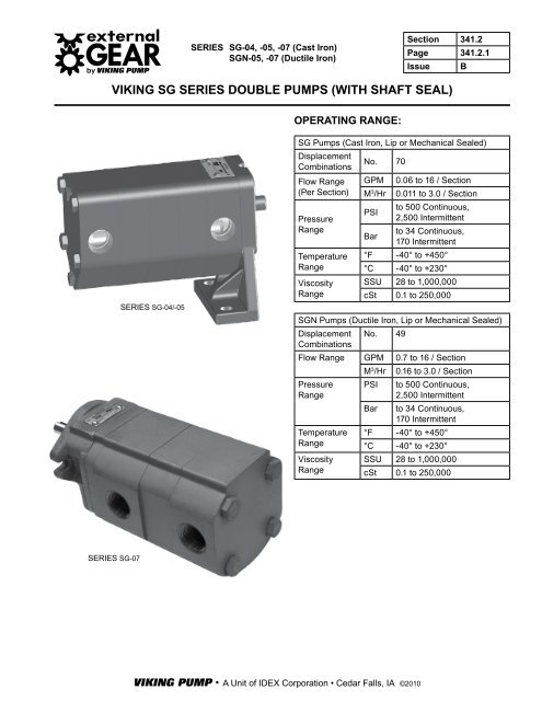 VIKING SG SERIES DOUBLE PUMPS (WITH SHAFT SEAL)