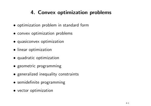 4 Convex Optimization Problems