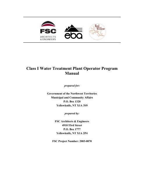 Class I Water Treatment Plant Operator Program Manual