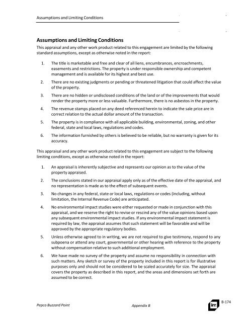 Assumptions and Limiting