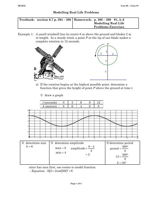 MCR3U unit #6 class #7 Modelling Real Life Problems.pdf - Cordick
