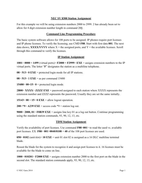 IP and TDM Station Assignment - NEC Tek Help