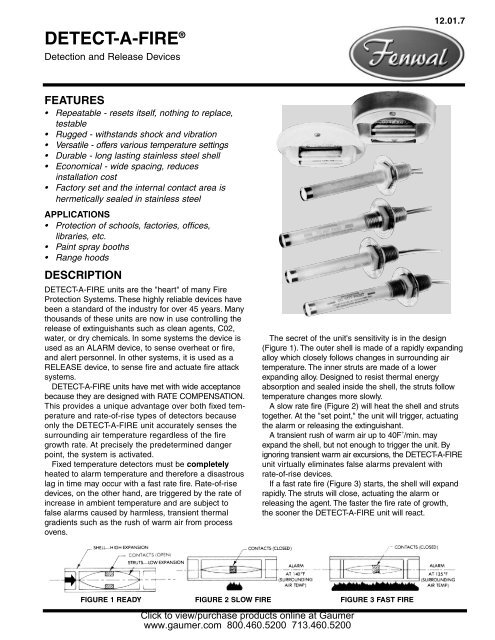 Fenwal Detect-a-Fire Datasheet - Series 27000, 28000 (4 ... - Gaumer