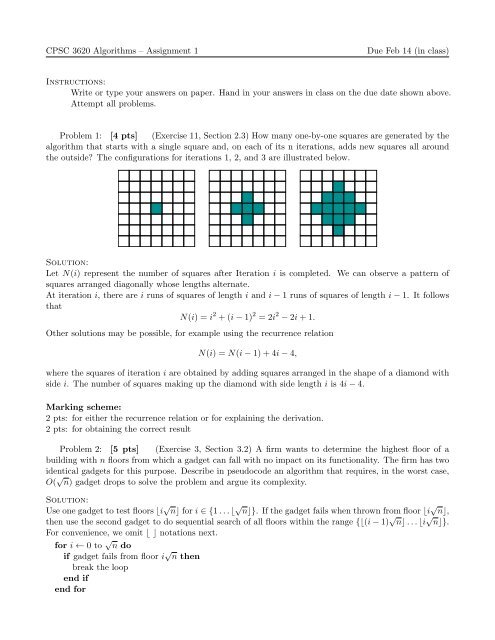 Cpsc 3620 Algorithms â Assignment 1 Due Feb 14 In Class 0094