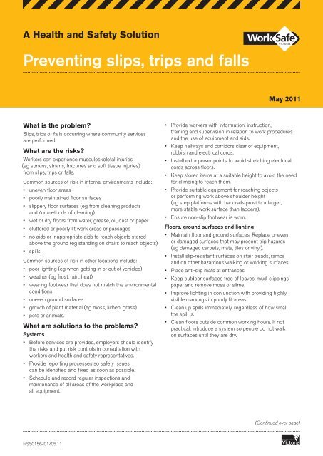 Preventing slips, trips and falls (PDF 272kb)