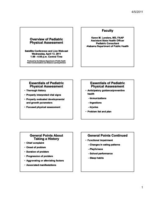 Overview of Pediatric Physical Assessment Overview of Pediatric ...