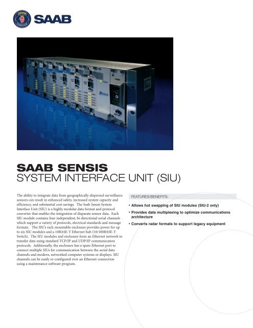 SAAB SENSIS SYSTEM INTERFACE UNIT (SIU)