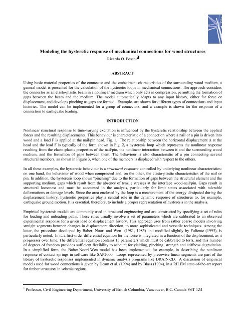 Modeling the hysteretic response of mechanical connections for ...